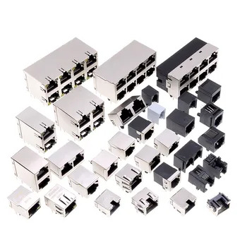 Rj45 Female Male Pcb Connector Shield Rj-45 8p8c Plug Cat5e Cat7 Cat6 Cat6a Cat8 Keystone Jack ...