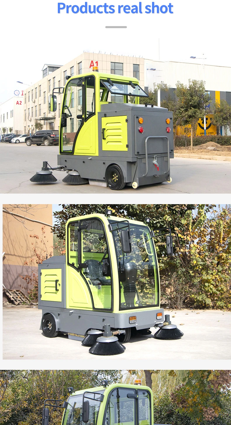 Garbage Sweeper Truck 4 Wheel Steering Cleaning Machine Closed Powered ...