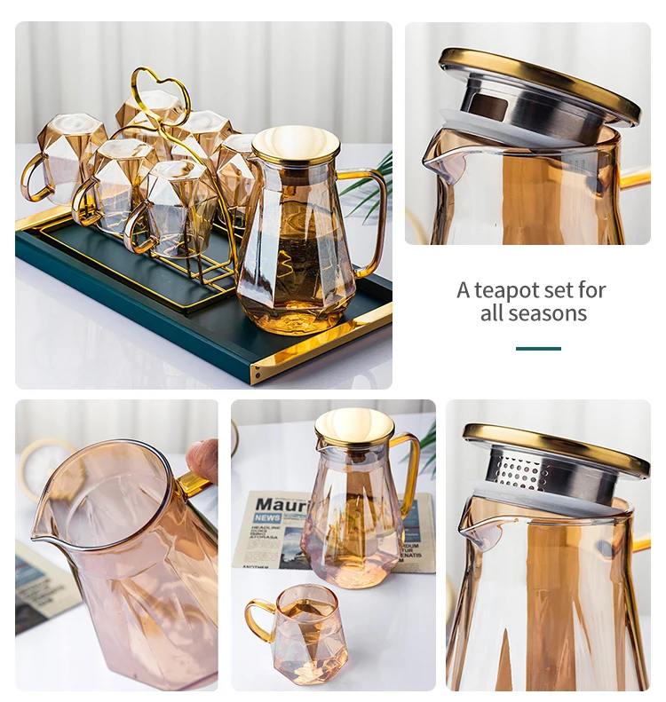 Top Selling Nordic Borosilicate Glass Carafe Pitcher Water Jug With ...