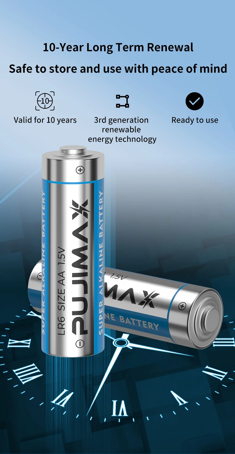 PUJIMAX Durable 4pcs LR6 Alkaline Batteries for Smart Locks