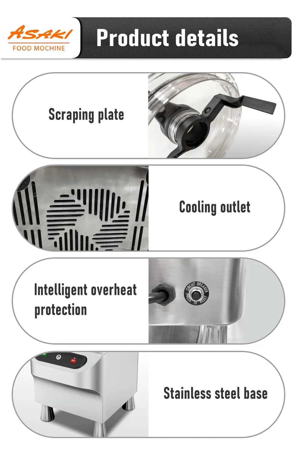 Asaki Manufacturer Electric Commercial Stainless Steel Multi-functional ...