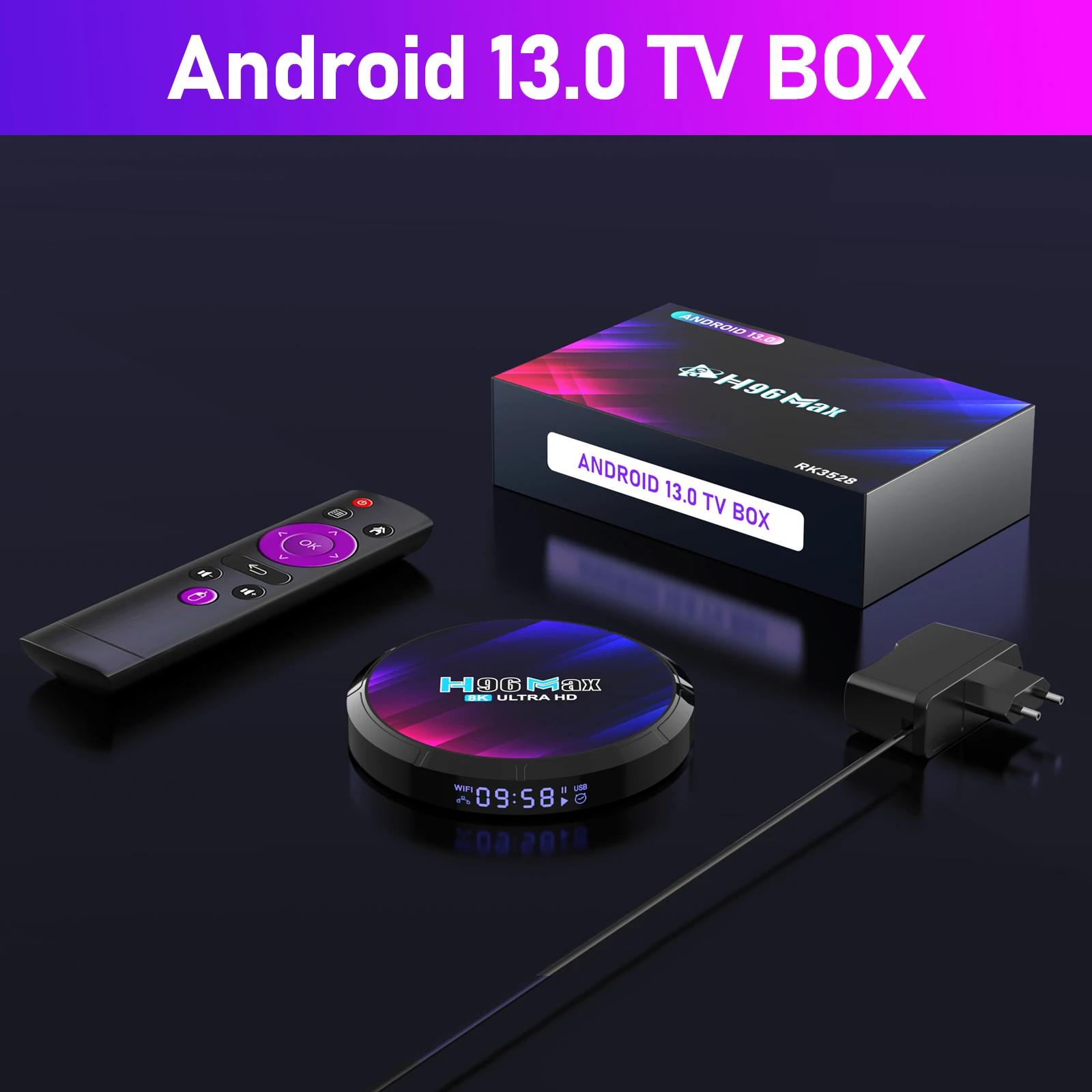 Newest Wifi 6 Smart Tv Box H96max Rk3528 2.4g 5g 8k Media Player Bt5.0 Set Top Box Android 13 Tv ...