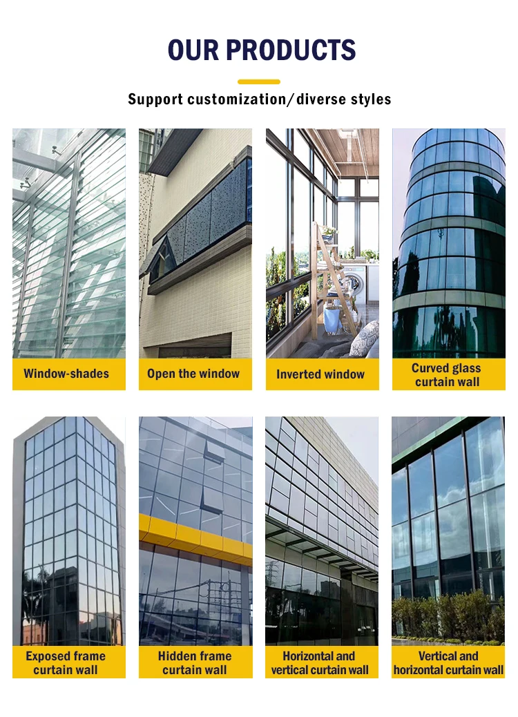 Glass Curtain Wall Hidden Frame Exposed Frame Office Building Hotel ...