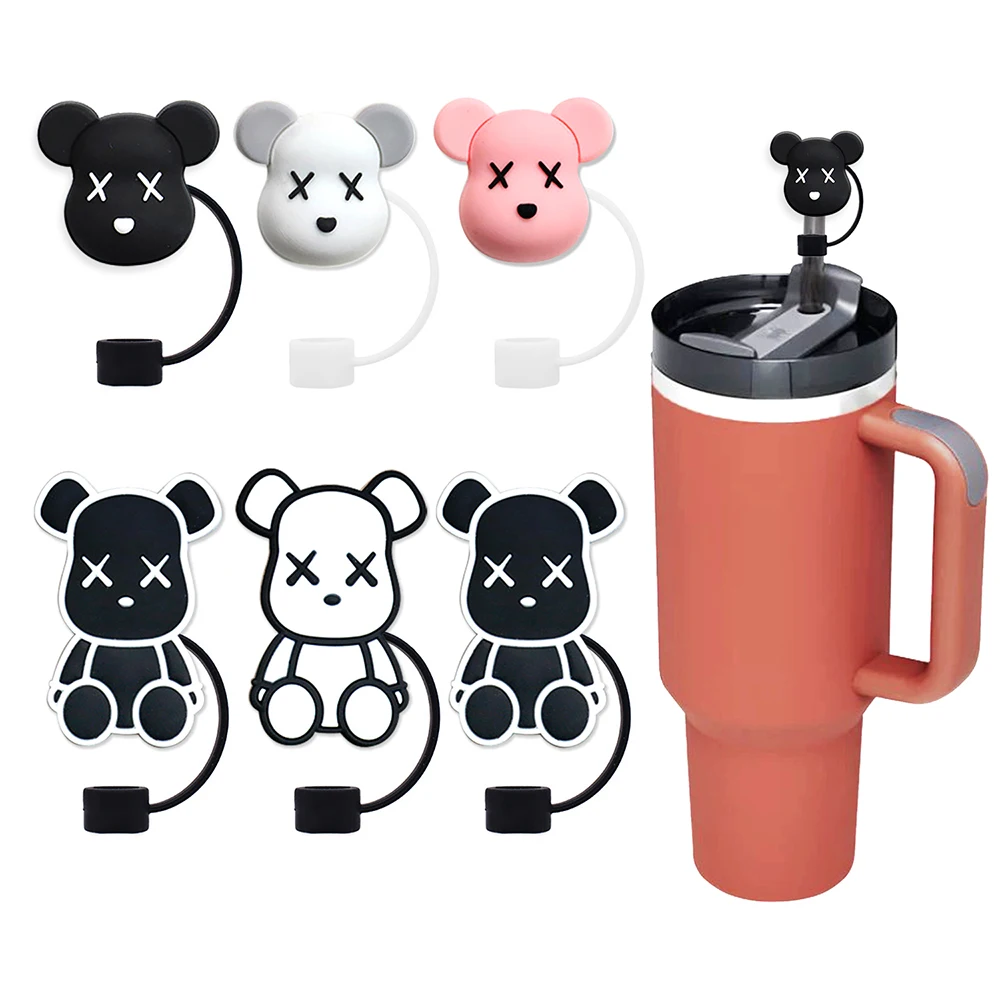 Cute 3d Kaws Bear Retro 10mm Stanely Cup Tumbler Straw Toppers Charms ...