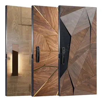 New Trend Residential Large Size Wood Aluminium Exterior Entry Solid ...