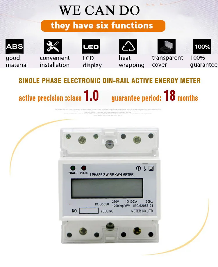Single Phase Din-rail Electronic Bidirection Energy Meter Infrared ...
