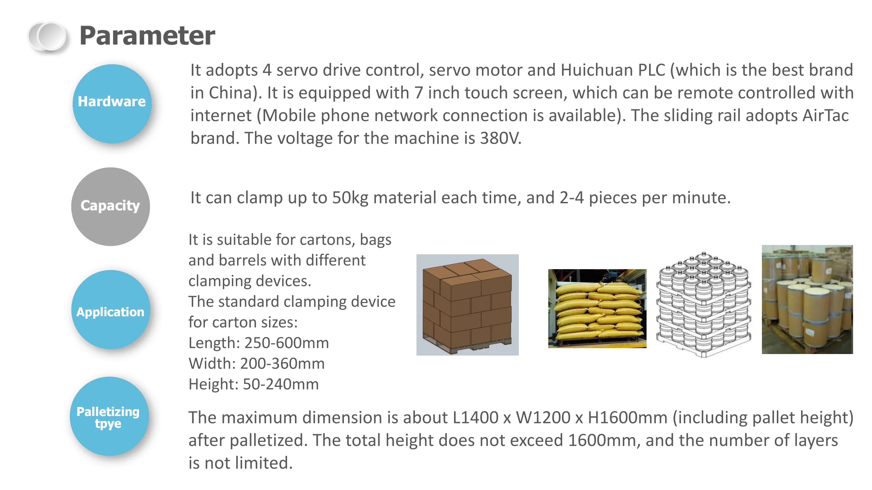 High Quality Palletizer For Bag/box/carton Robotic Arm Heavy Duty ...