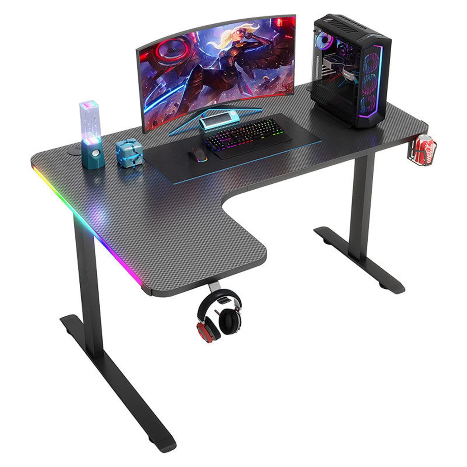 Professional Custom Modern Home Corner Esports Desk L Shaped 160cm RGB ...