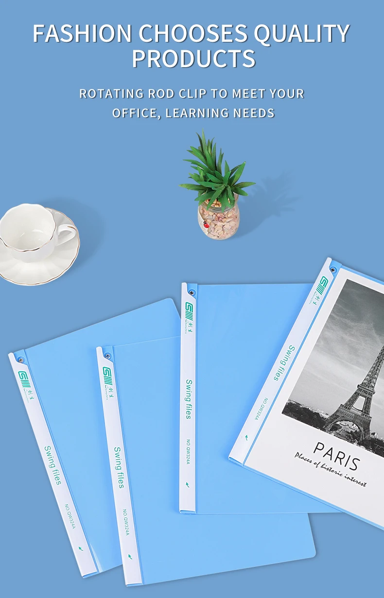 Office Supplies A4 Size Pp Plastic Clear Swing Clip Management File ...