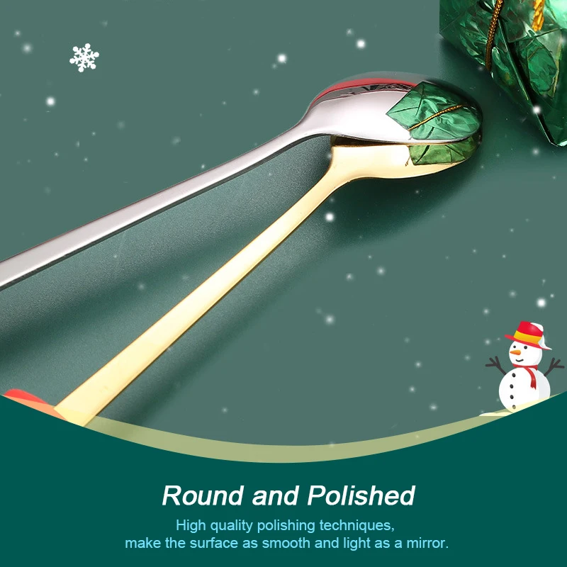 Cute Christmas Gift - Gold Silverware Set with Santa Claus