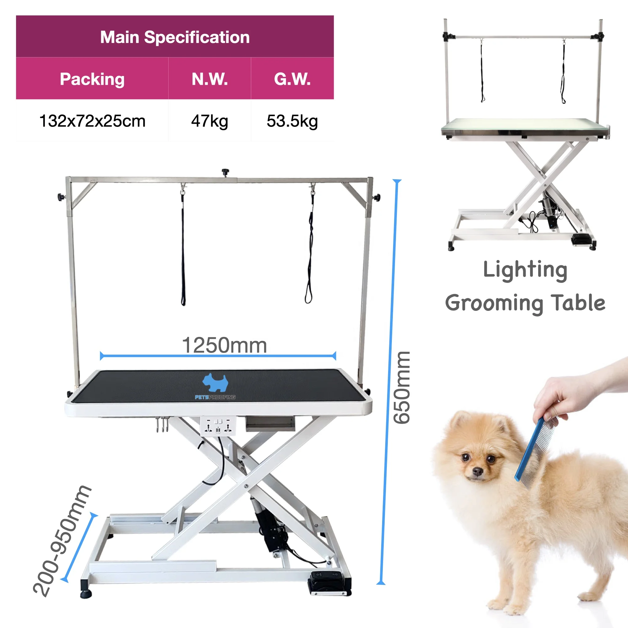 Petsproofing Stainless Steel Electric Lifting Folding Professional ...
