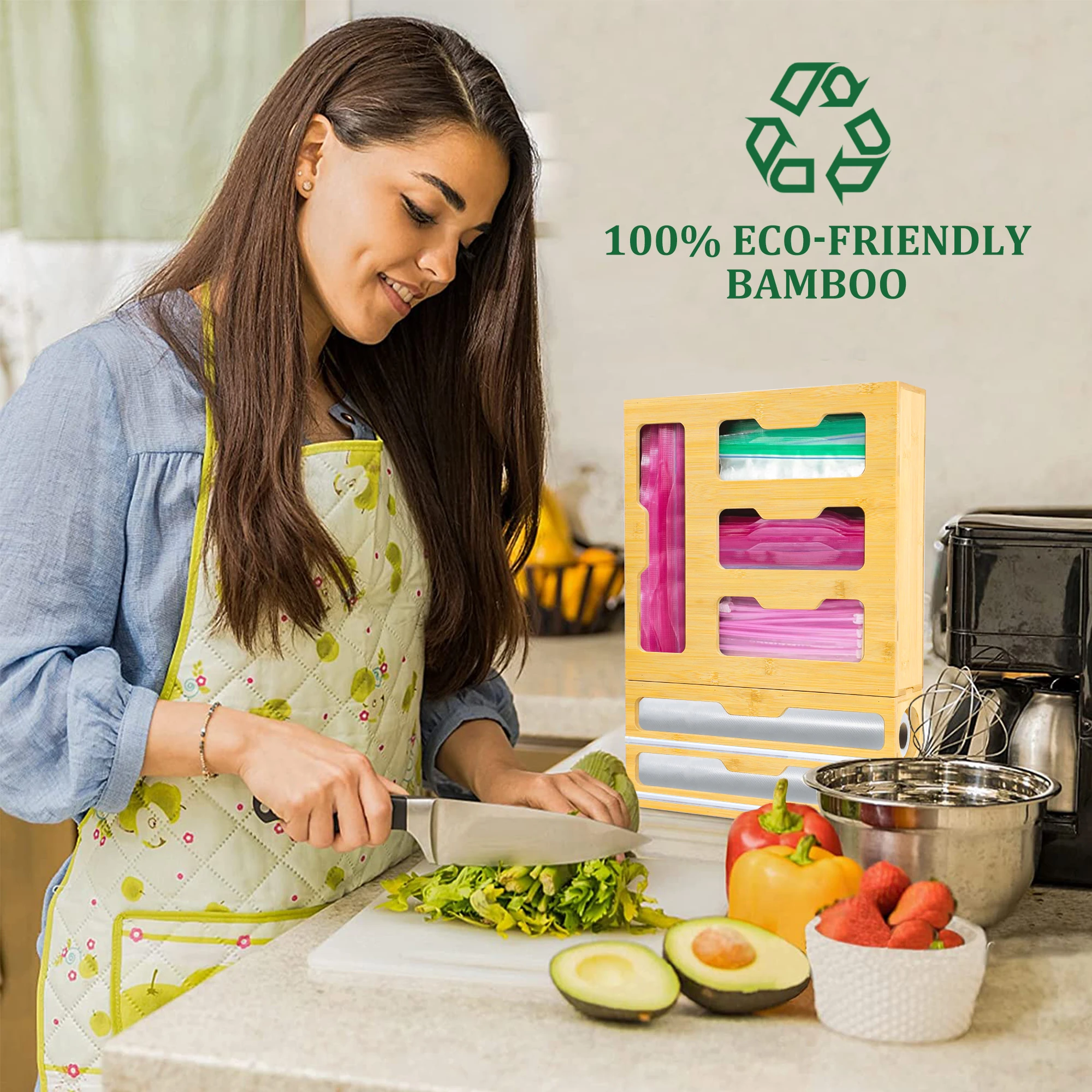 Bamboo Ziplock Bag Storage Organizer - Eco-Friendly & Stylish