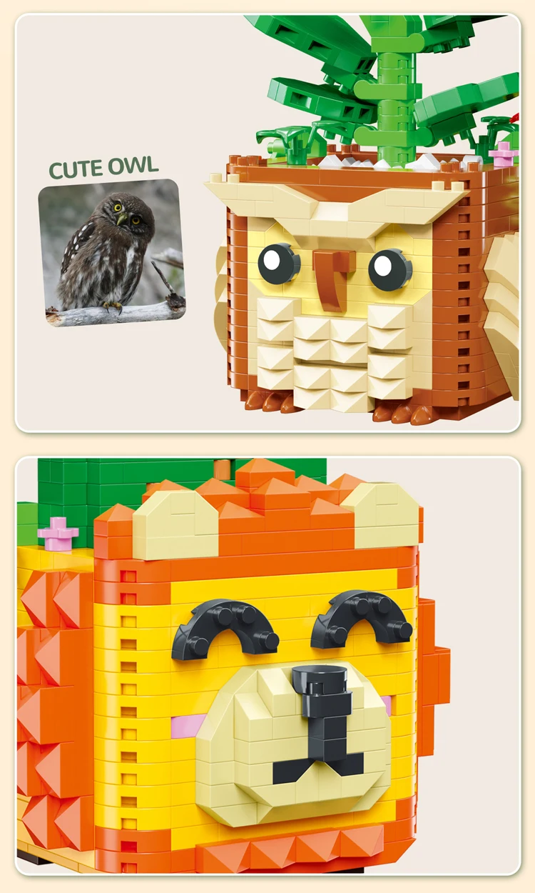 Pet Orange Cat Blocks Model Toys 834PCS Train Animals Bricks