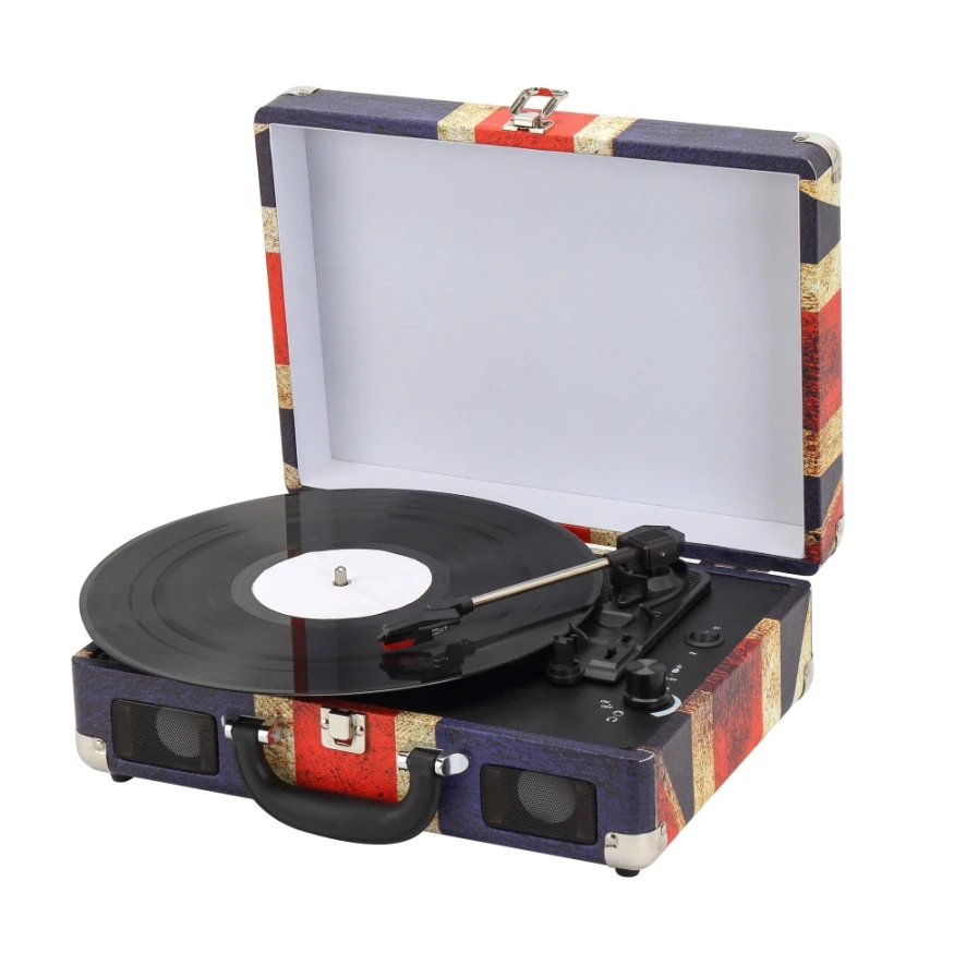 Oem Wooden Suitcase Turntable Record Player Tocadiscos 3 Speed ...