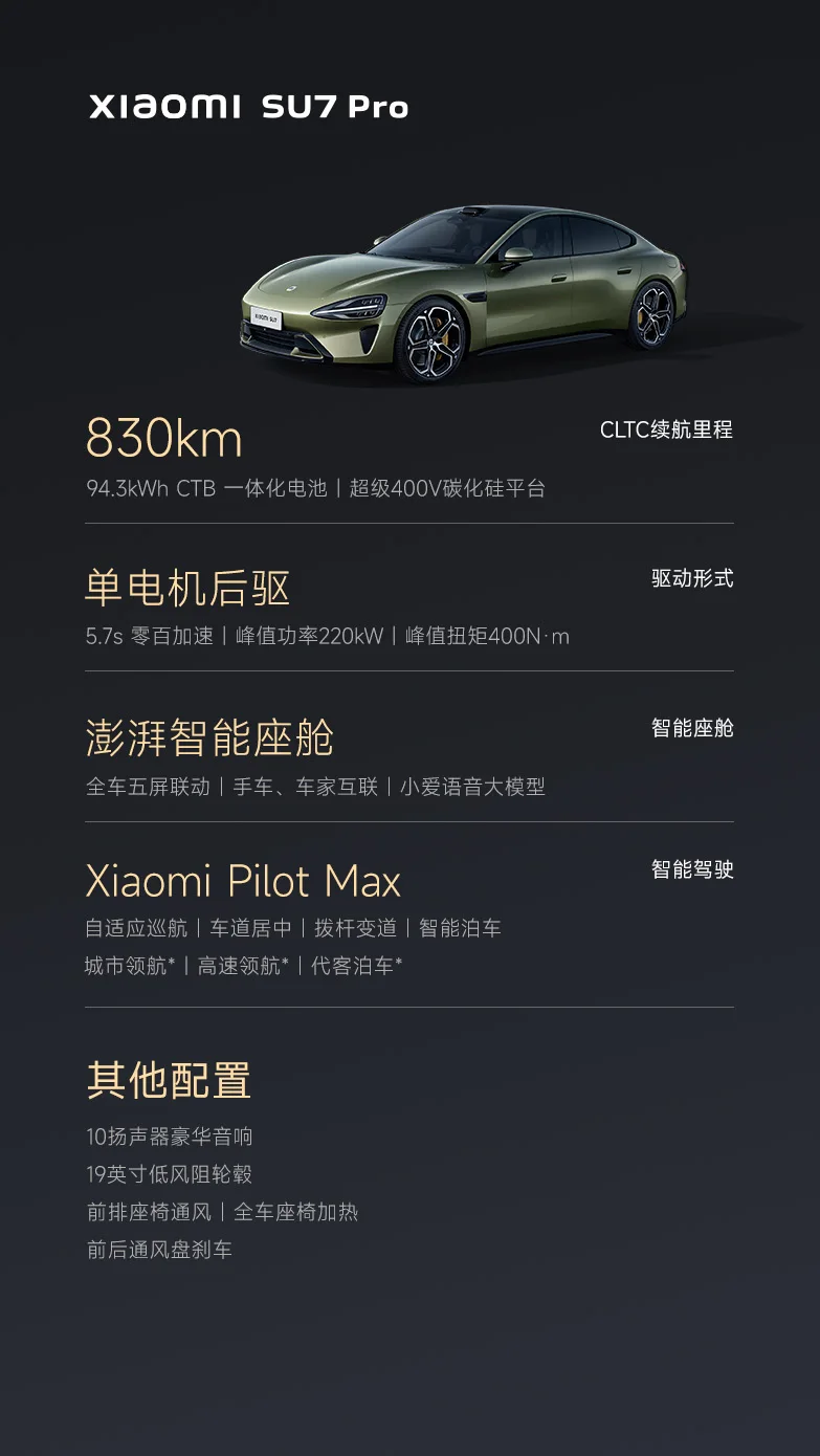 Mi Auto Xiaomi Su7 Ev Car Pro Max 2024 Luxury New Electric Vehicle Automobile 750 Km 700km Su7 ...