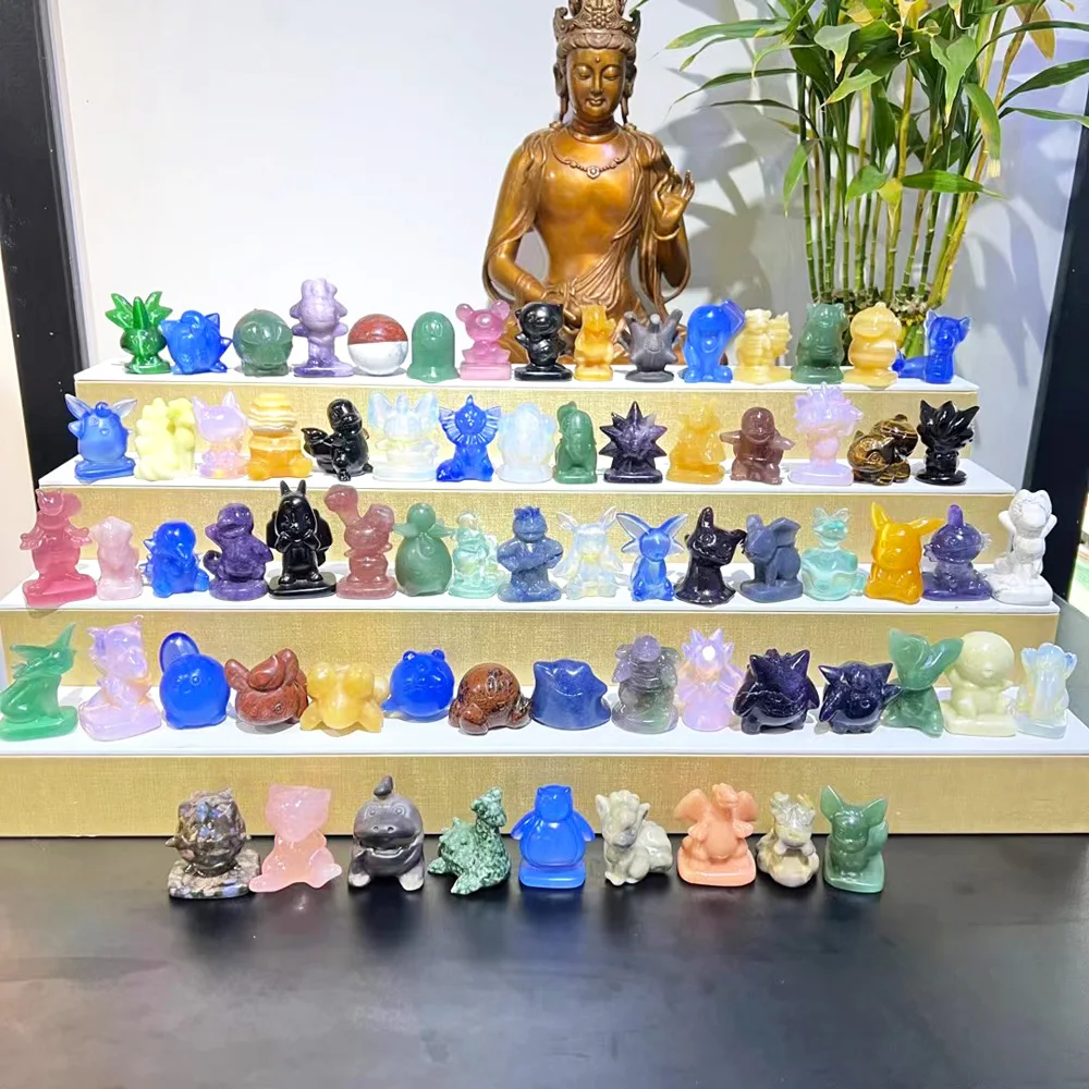 Hot Sales Natural Pokemon Carving Hand Carved Crystal Pokemon Gold ...