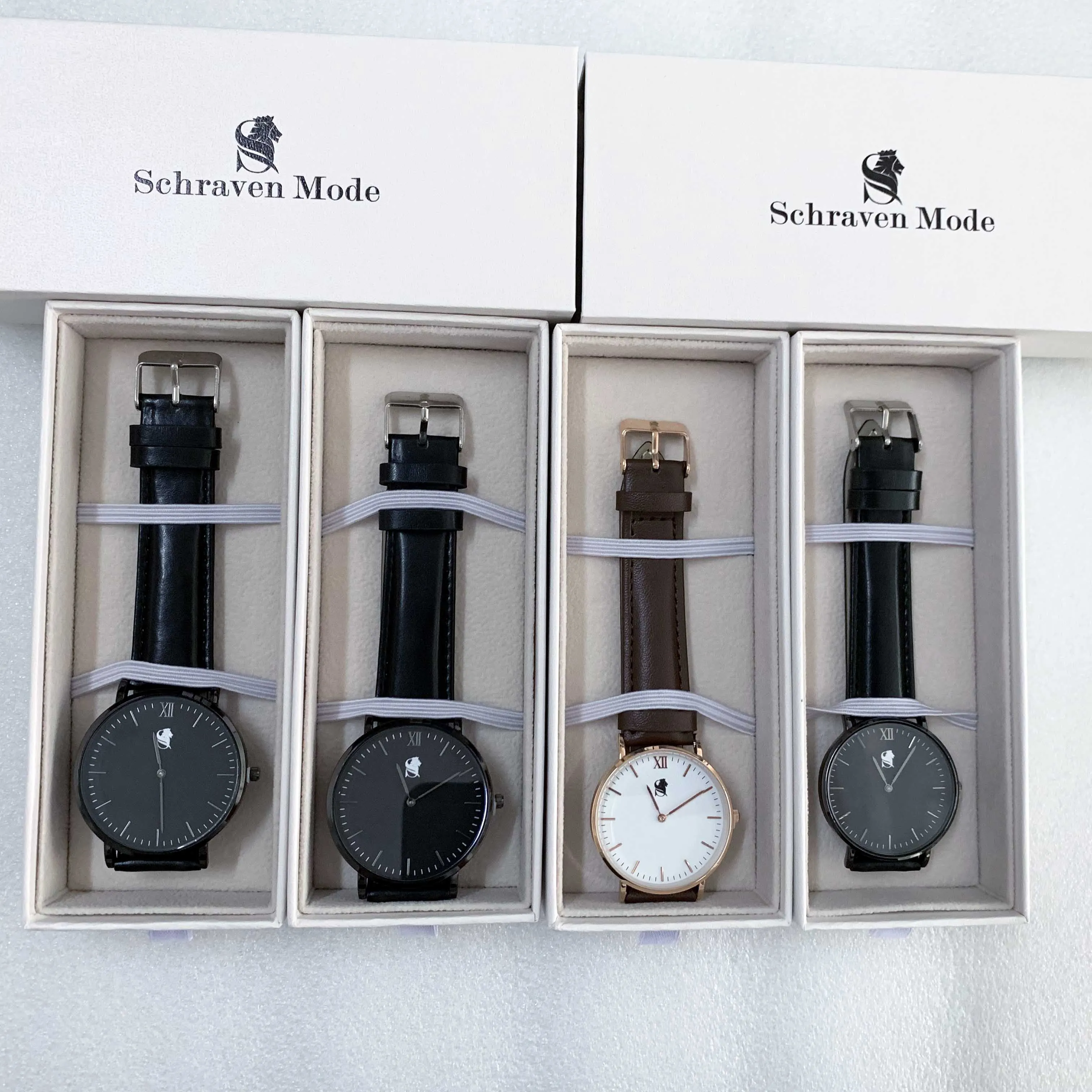 China Supplier Black Oem Own Logo Watch Custom Mens Watch Leather ...