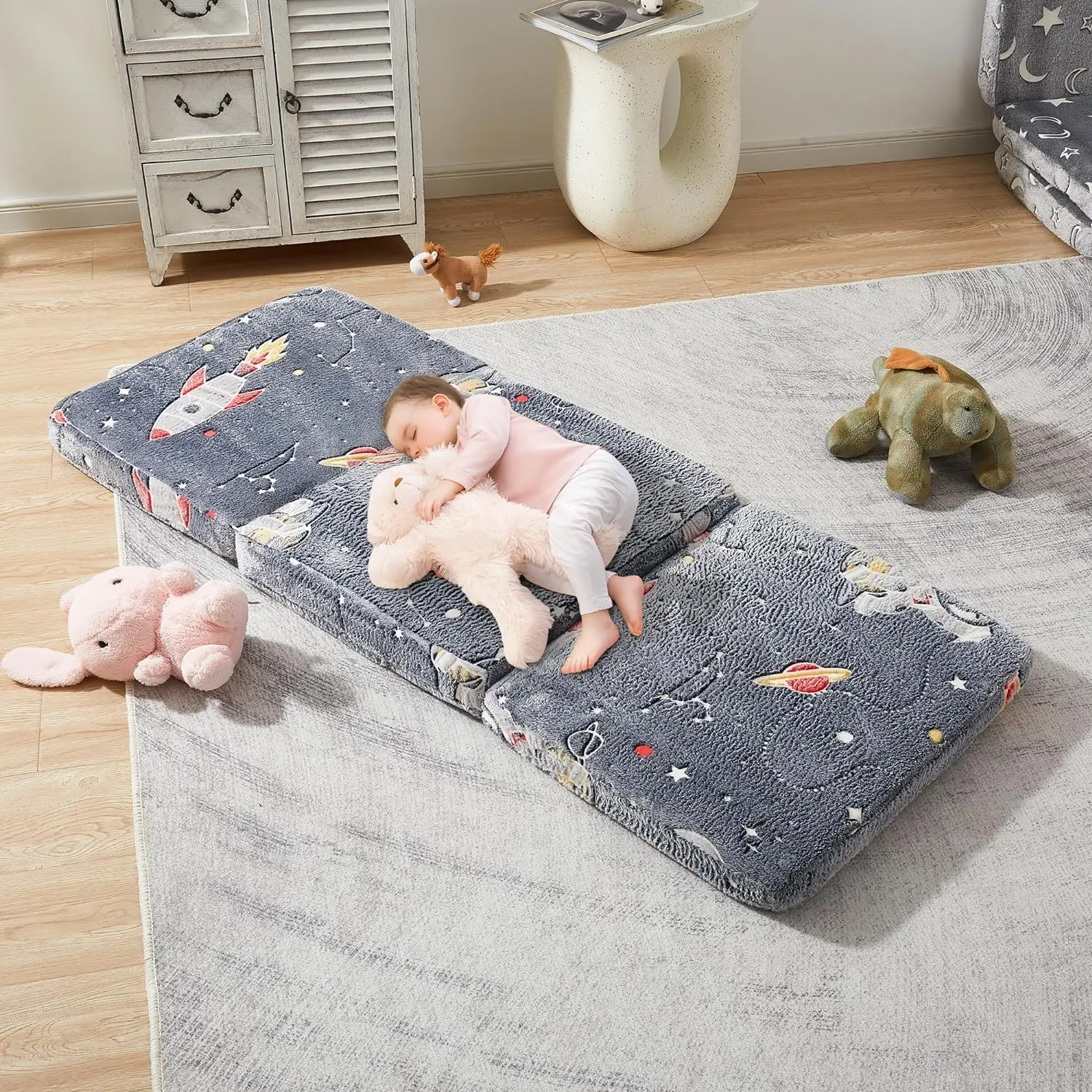 Kids Out Chair Bed Tri Fold Mattress Fold up Children Sofa Convertible ...