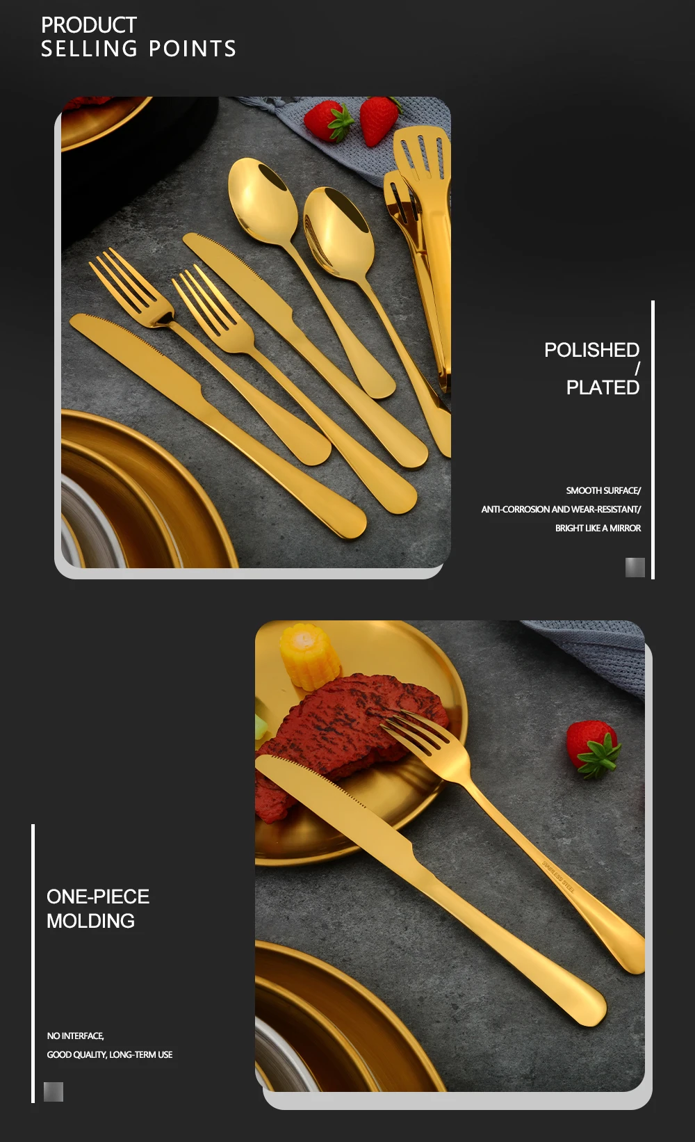 Dinnerware Sets Knife Fork Spoon Dinner Set Gold Modern Tableware ...