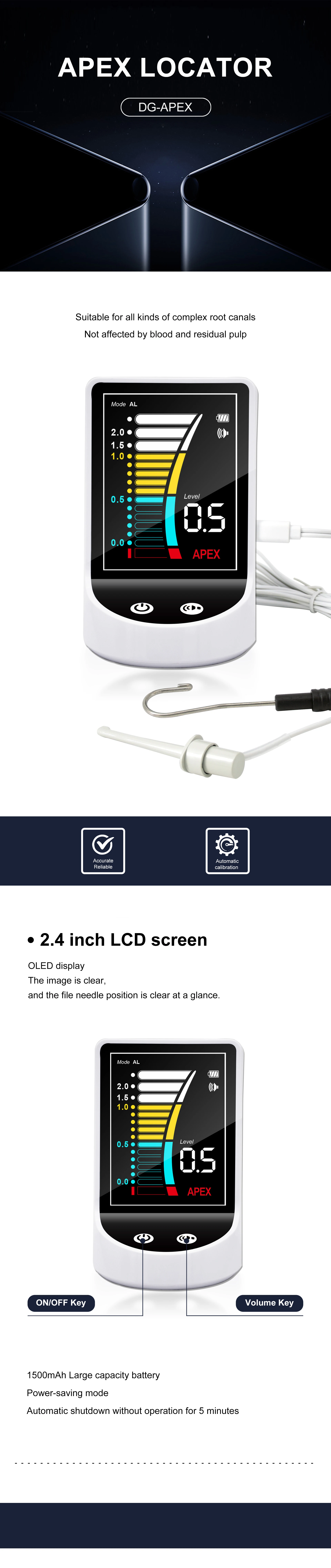 Endodontic Treatment Equipment Dental Root canal Apex Locator Colorful Screen Apical Locator ...