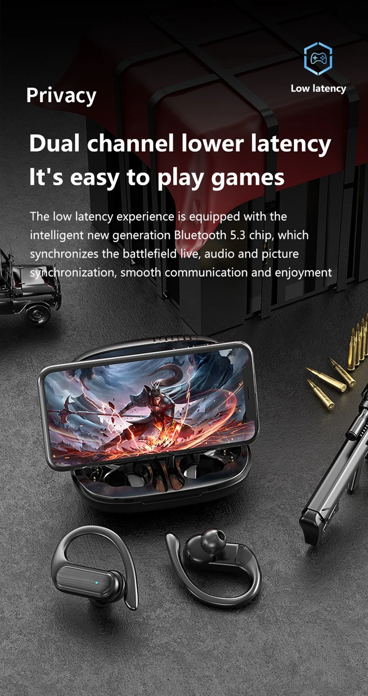 A520 TWS Bluetooth 5.3 Wireless Earbuds with Waterproof Design, LED ...