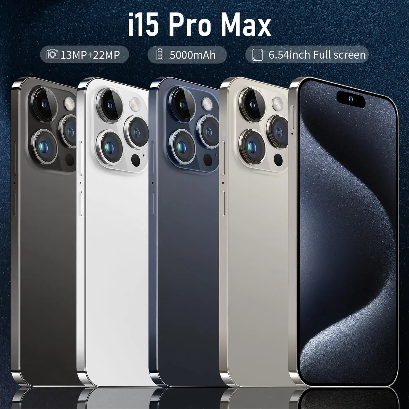 I15 Pm Smartphone Android 6.54 Inch 128gb Rom 6gb Ram 5000mah Battery ...