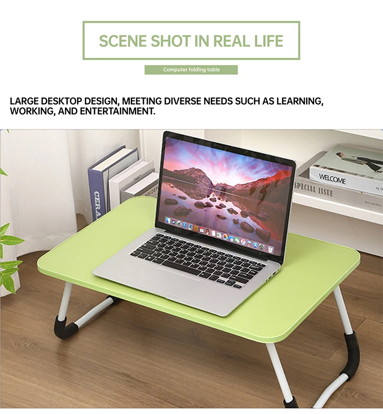 Folding Laptop Table with Cup Holder Drawer - Perfect for Home Office