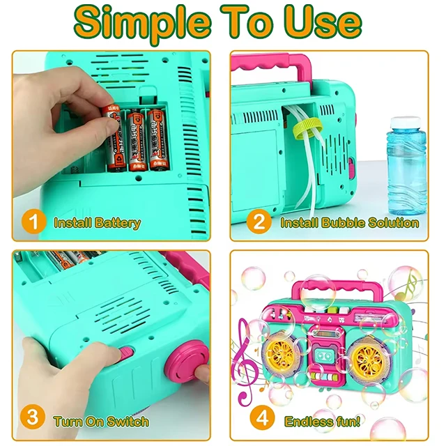 Radio Toy Bubble Machine with Lights Music for Toddlers