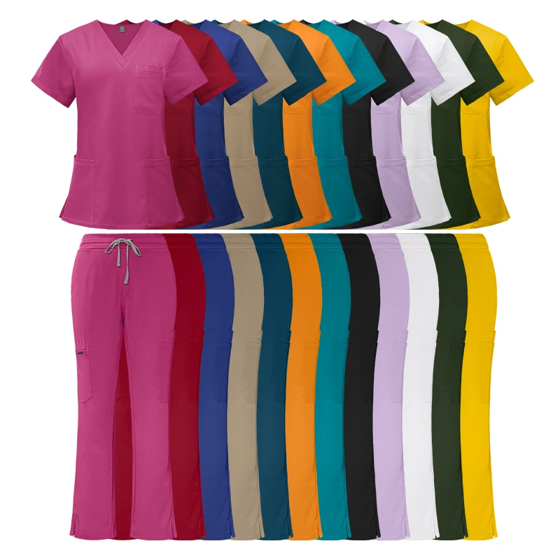 Beautiful Color Spandex Nurse Scrub Uniforms Royal Blue V-neck Short ...