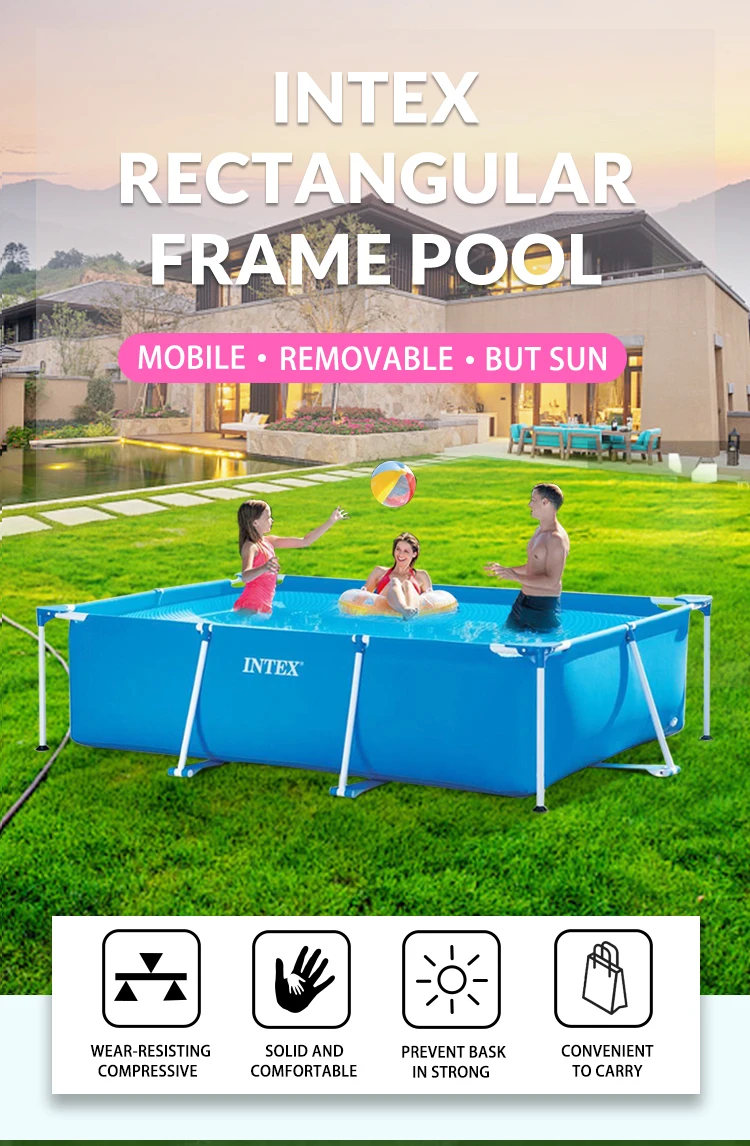 Intex 28273 Pvc Easy Set Rectangular Metal Frame Above Ground Family ...