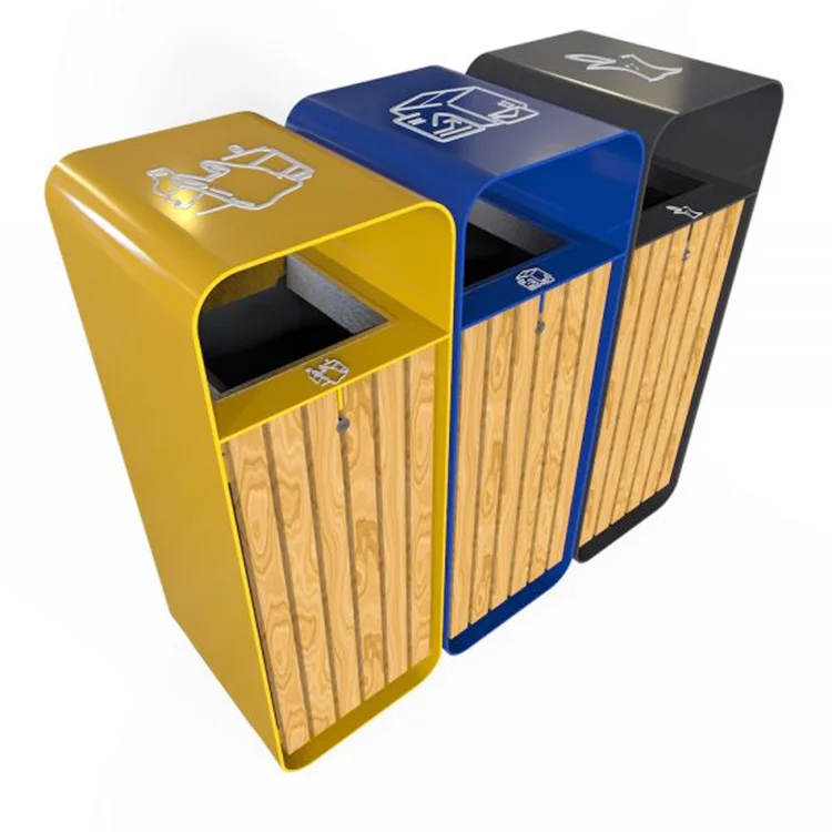 Customizable Color Public Large Trash Can 3 in 1 Stainless Steel Metal ...