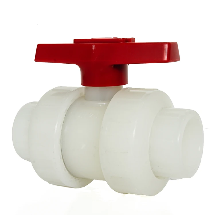 Multi-size Pvdf Manual Ball Valve Double Union Plastic Ball Valve For Pipe Fittings Water Flow ...