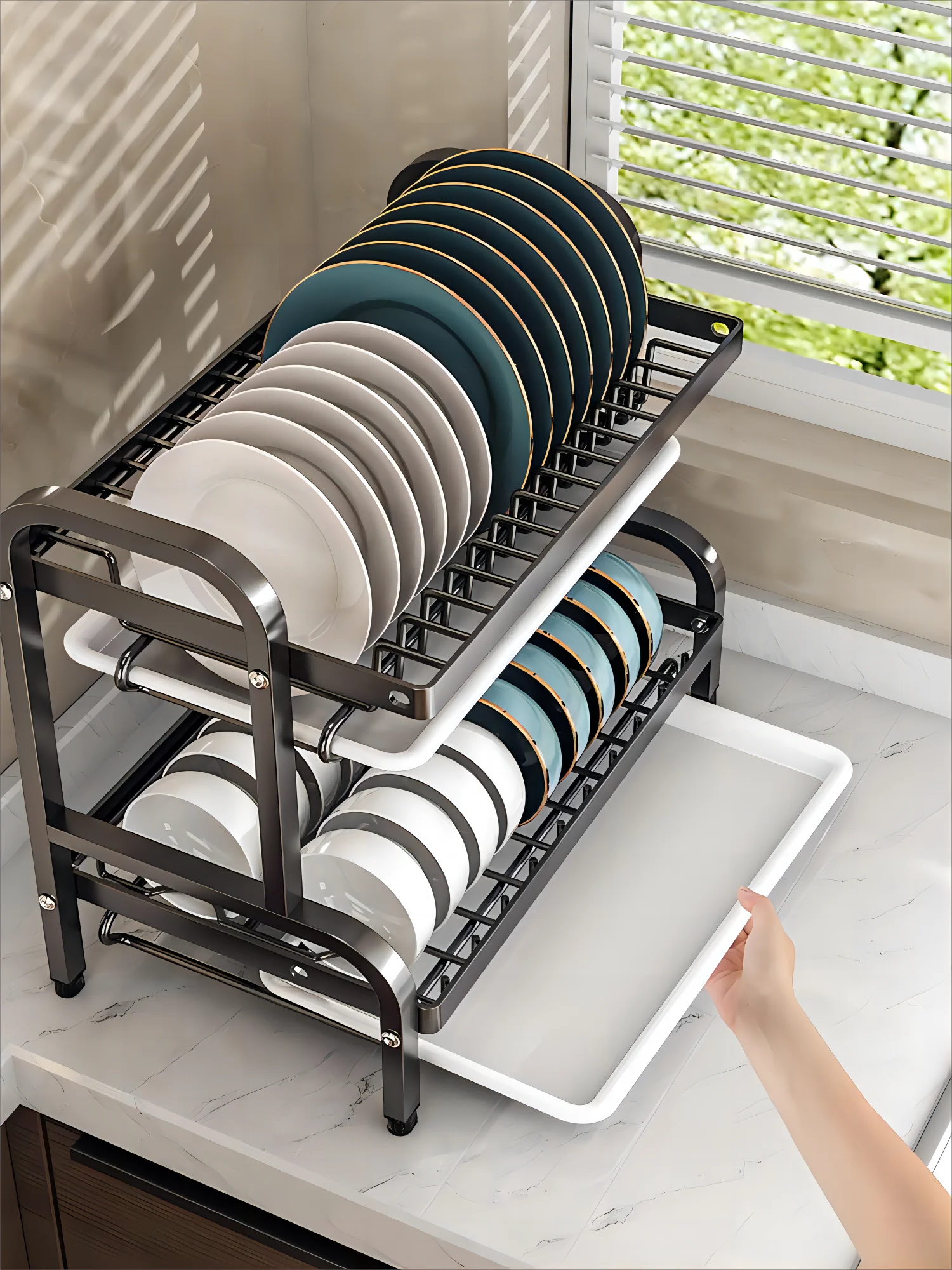 Kitchen Tableware Holder Utensil Storage Rack Dishes Bowls Spoons ...
