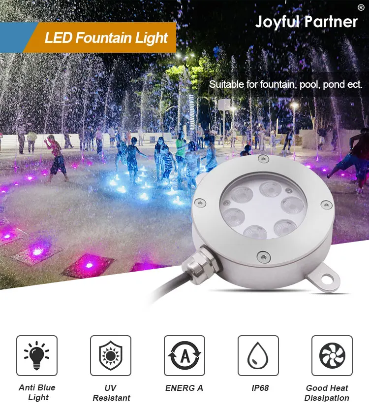 IP68 RGB 12v Waterproof Underwater Dimmable Fountain Light