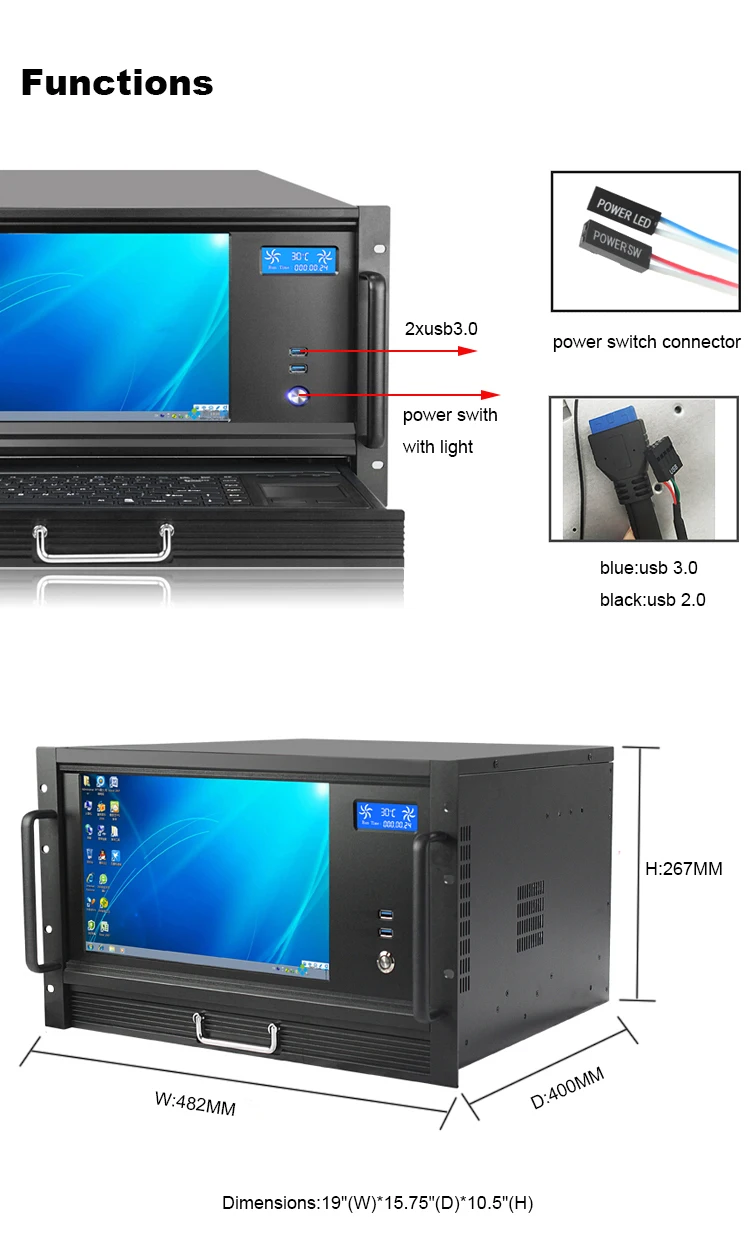 AI Server GPU 6u Server Case - Industrial Rack Mount Chassis