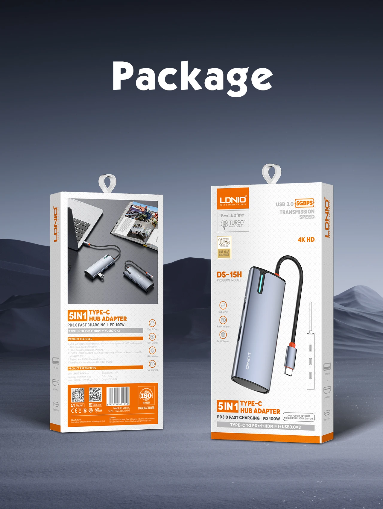 LDNIO DS-15H Docking Station - 5-in-1 USB C Hub for Macbook