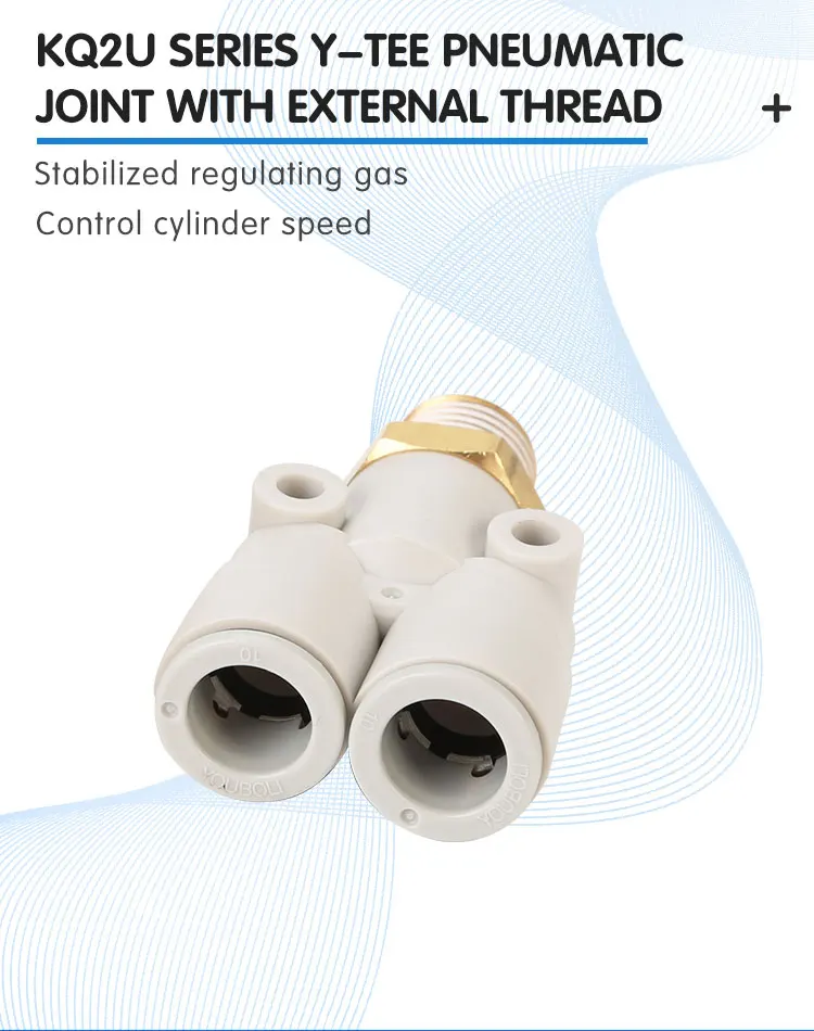 Smc Type Kq2u Series Ybl External Thread Pu Trachea Y-type Three-way Connection Pneumatic ...