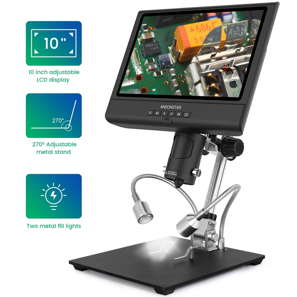 Andonstar Ad209 10 Inch Digital Microscope 1080p Adjustable Lcd Display ...