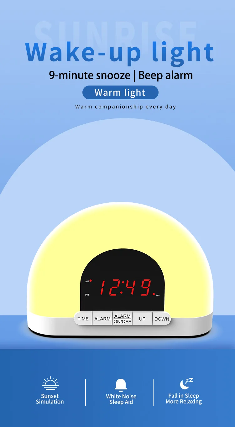 2024 New Color Changing Digital Desk Alarm Clock Multifunction ...