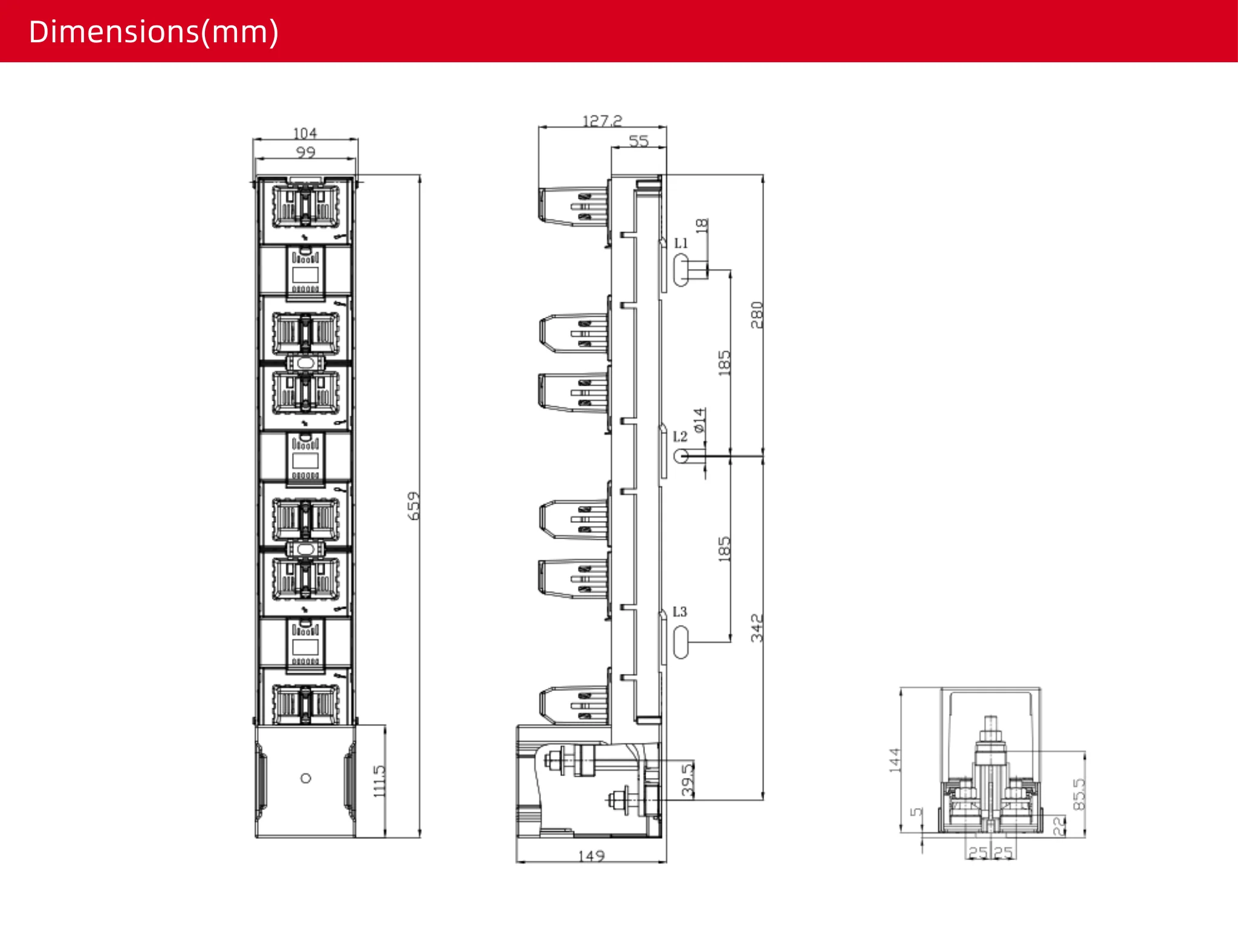 ONESTO Battery Disconnector 3P 250A - Reliable Fuse Switch