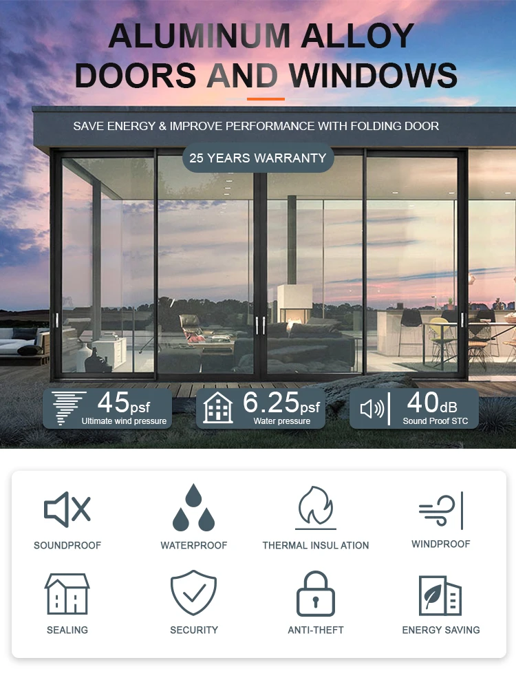 Customized Waterproof Aluminium Accordion Bi Folding Door Australian ...