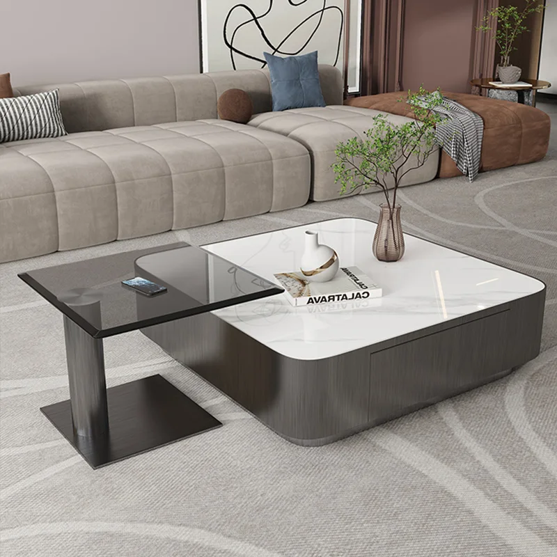 Italian Minimalism Square Coffee Table Modern Living Room Marble ...
