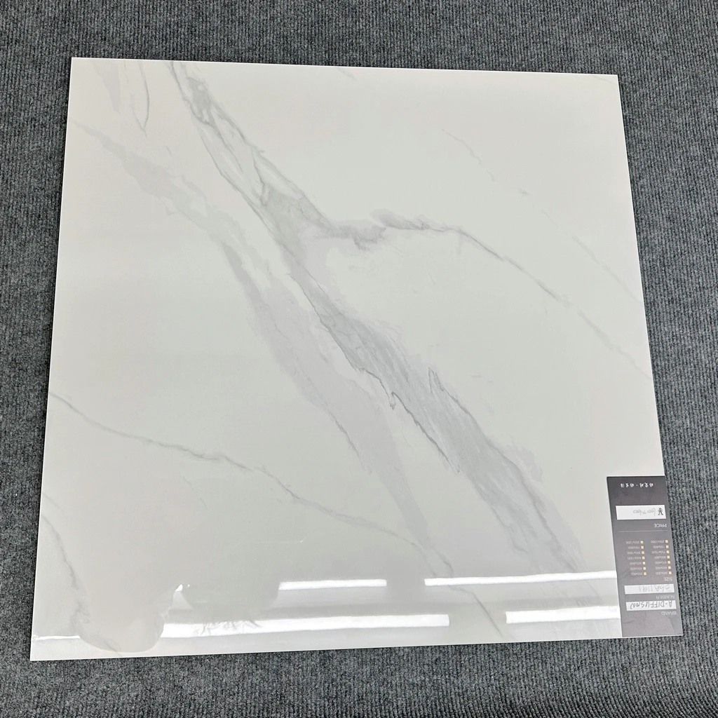 Modern 600x600mm Full Polished White Porcelain Tiles Glossy Carrara ...