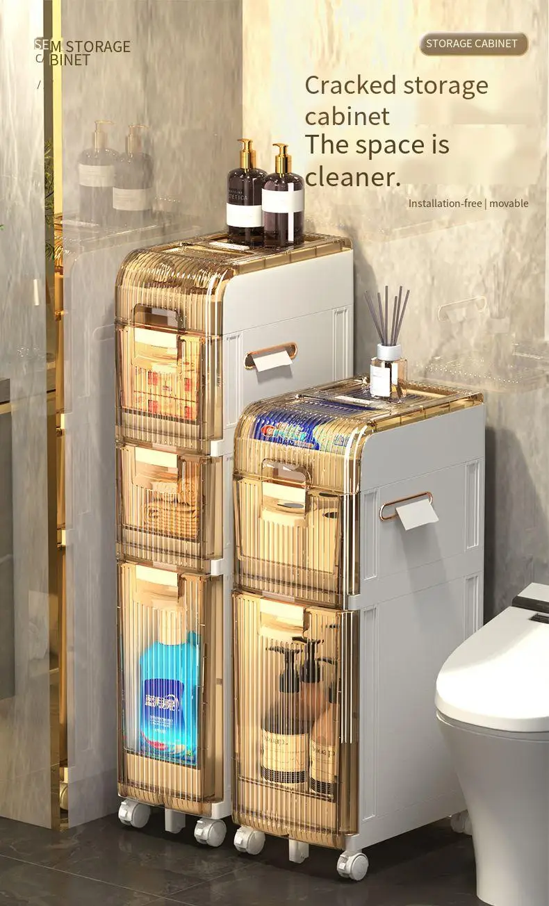 Multilayer Plastic Slit Drawer Storage Cabinet Household Toilet Gap ...