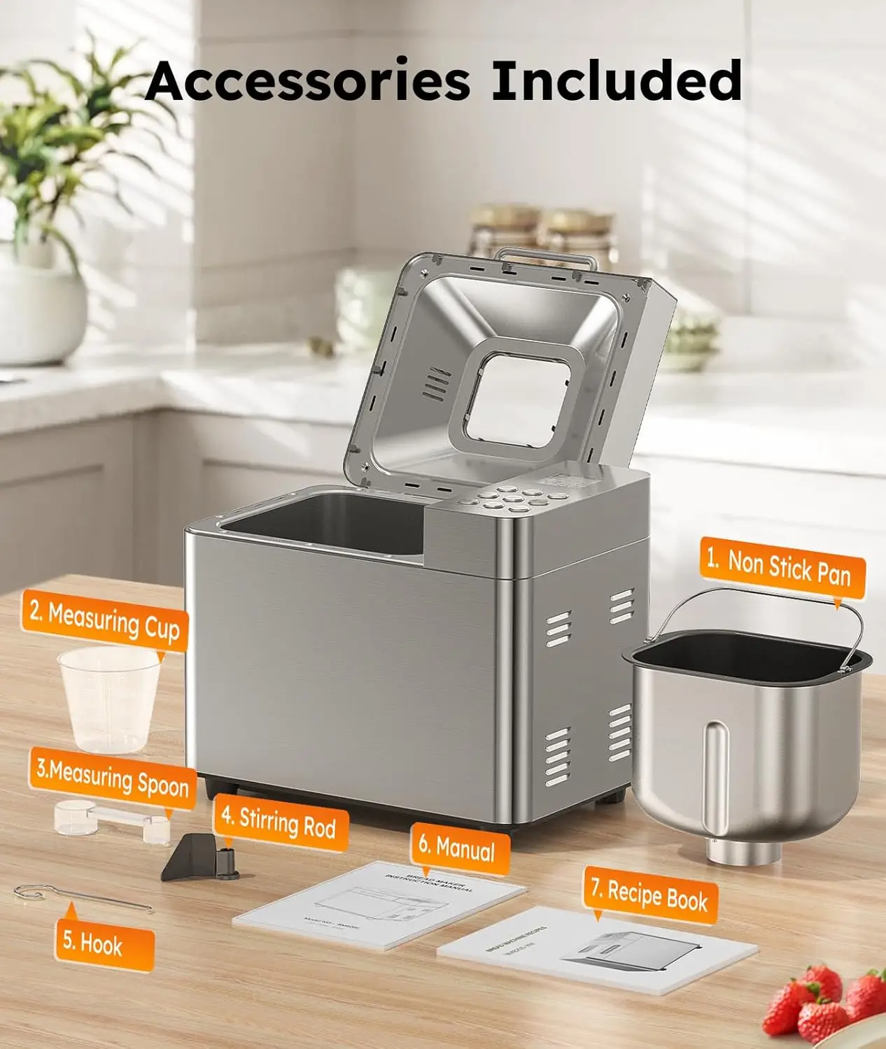 Mielux 2LB Stainless Steel Bread Maker - Programmable & Efficient