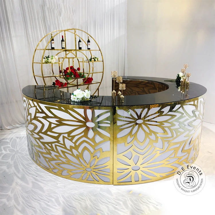 D.E Events Led Portable Round Metal Outdoor Party Bars Counter for ...