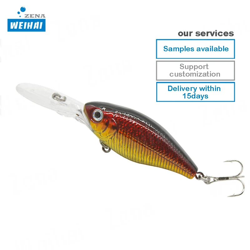 Floating Long-tongue Bionic Hard Crank Bait Floating Minnow Triple Hook ...