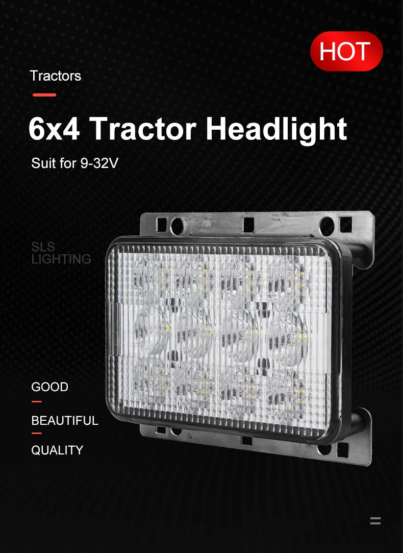 6x4 Headlight Flood Beam Tractor Work Lamp Replacement 60w Agricultural ...