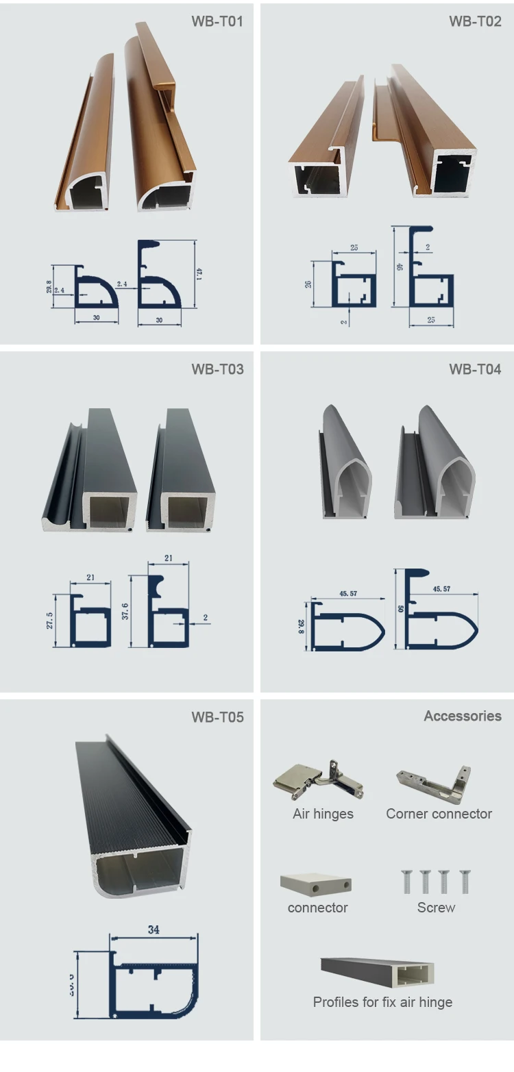 20mm 25mm 30mm Gass Wardrobe Closet Extrusion Aluminium Profile Handles