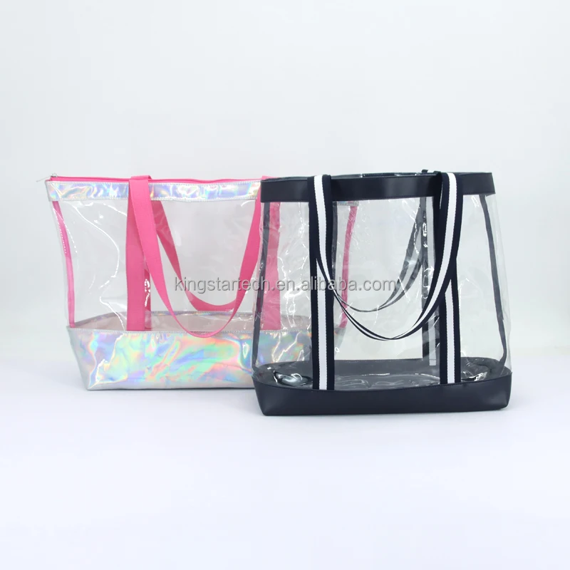 Custom logo Waterproof clear Shopping Bag Transparent Pvc Tote Bag ...